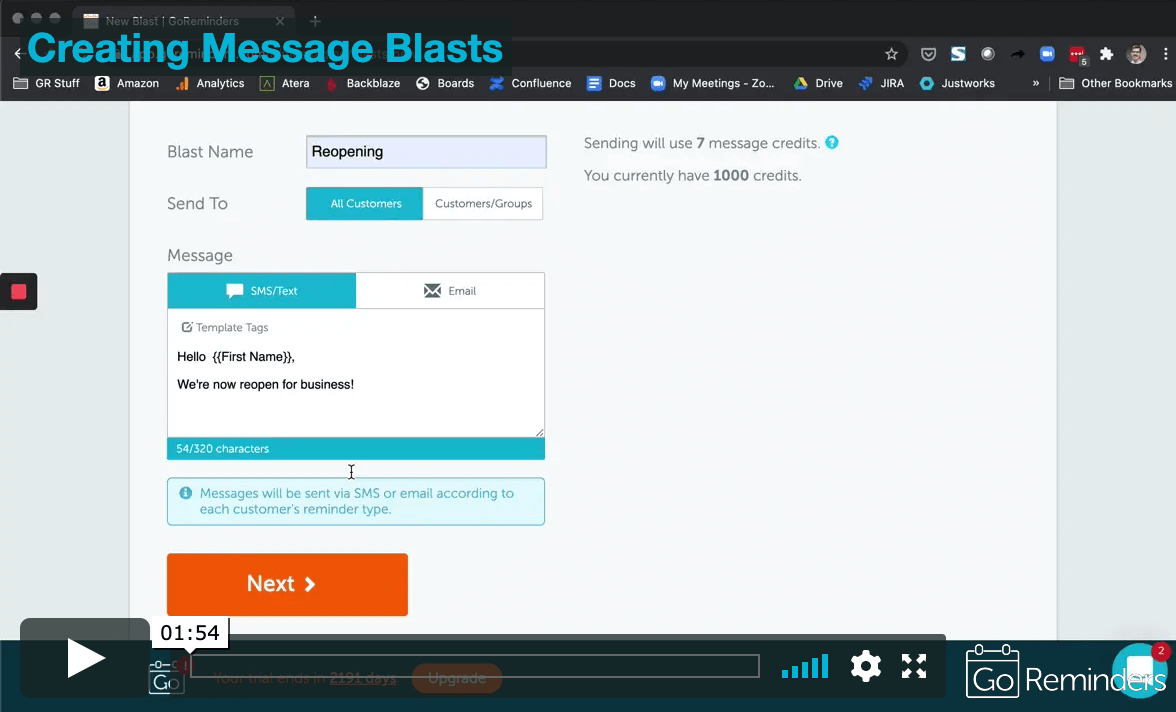 Message Blast Text & Email Service | GoReminders